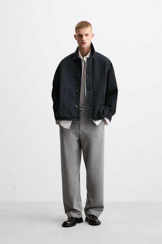 ΠΑΝΤΕΛΟΝΙ Straight Fit ΜΕ ΔΟΜΗ ΥΦΑΣΜΑΤΟΣ Γκρι Zara Greece Ελλαδα