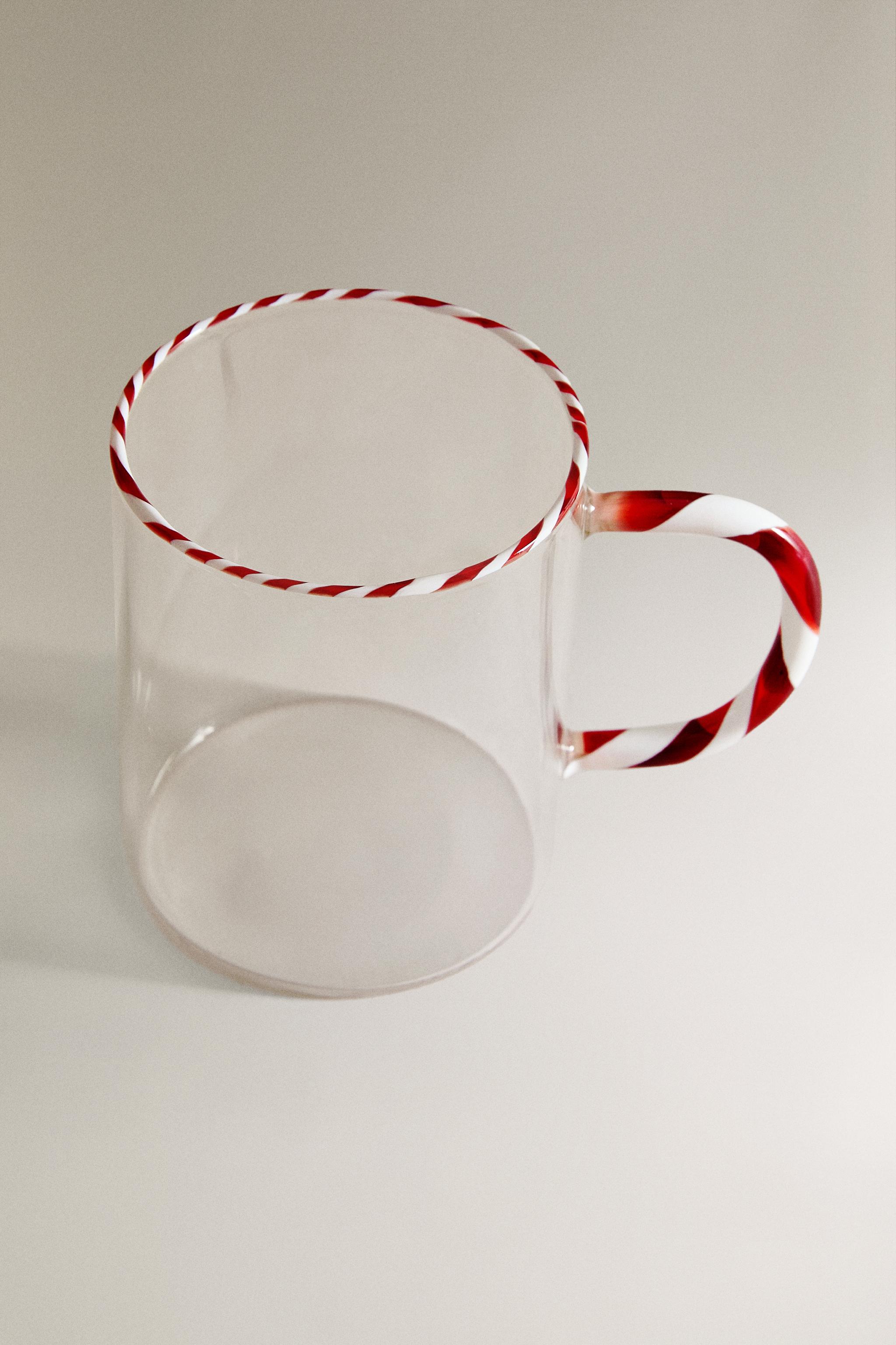 CHRISTMAS BOROSILICATE GLASS MUG WITH CANDY CANE Red ZARA Ireland