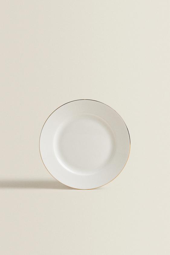 RIMMED BONE CHINA SIDE PLATE - Gold | ZARA Canada