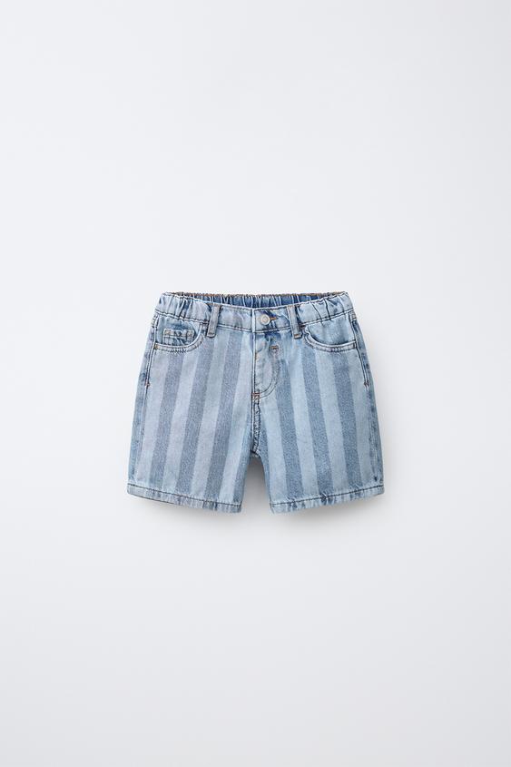 SHORT EN JEAN À RAYURES - Indigo | ZARA Canada