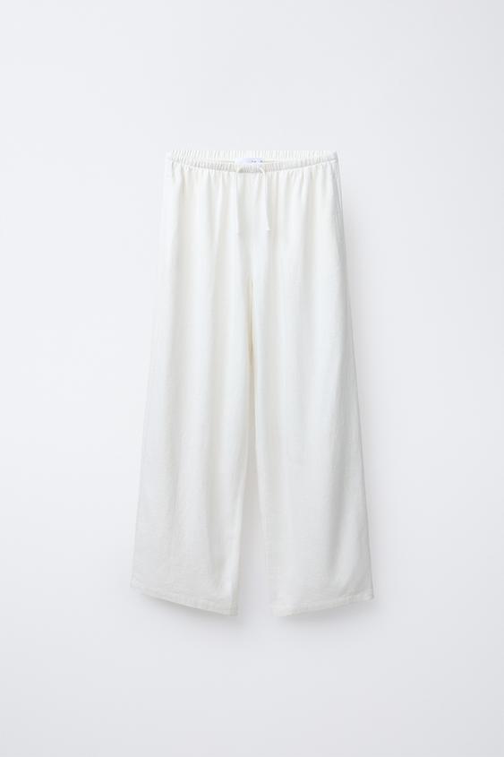 LINEN BLEND TROUSERS - Oyster-white | ZARA Australia