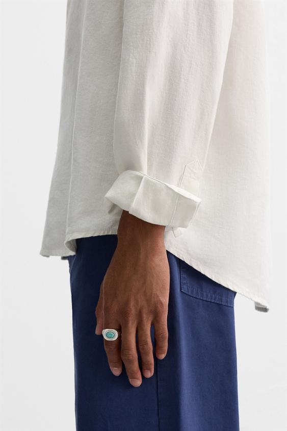 TURQUOISE STONE COMBINATION RING - Silver | ZARA United States