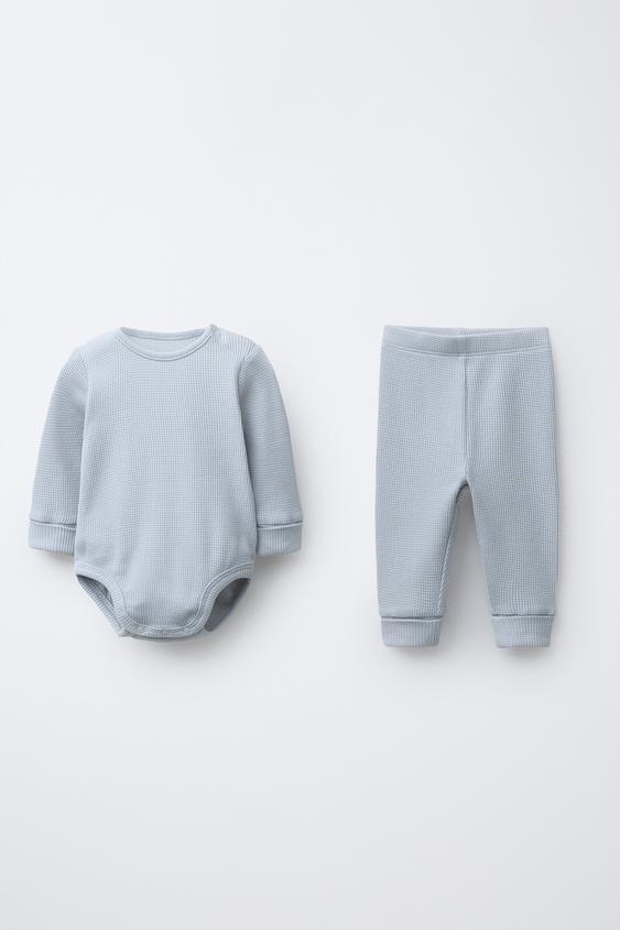 WAFFLE BODY AND LEGGINGS PACK - Light blue | ZARA Turkey