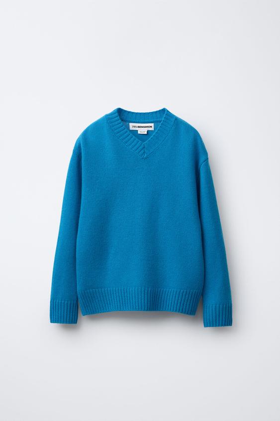 ΠΟΥΛΟΒΕΡ ΜΕ ΜΑΛΛΙ ΚΑΙ ΚΑΣΜΙΡΙ BENSIMON ® X ZARA - Μπλε φλούο | ZARA ...