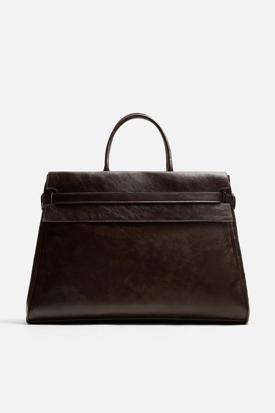 ΔΕΡΜΑΤΙΝΗ ΤΣΑΝΤΑ ΧΕΙΡΟΣ - Καφέ | ZARA Greece / Ελλαδα