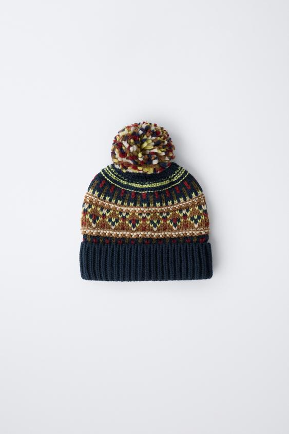 JACQUARD KNIT HAT - Blue | ZARA United States