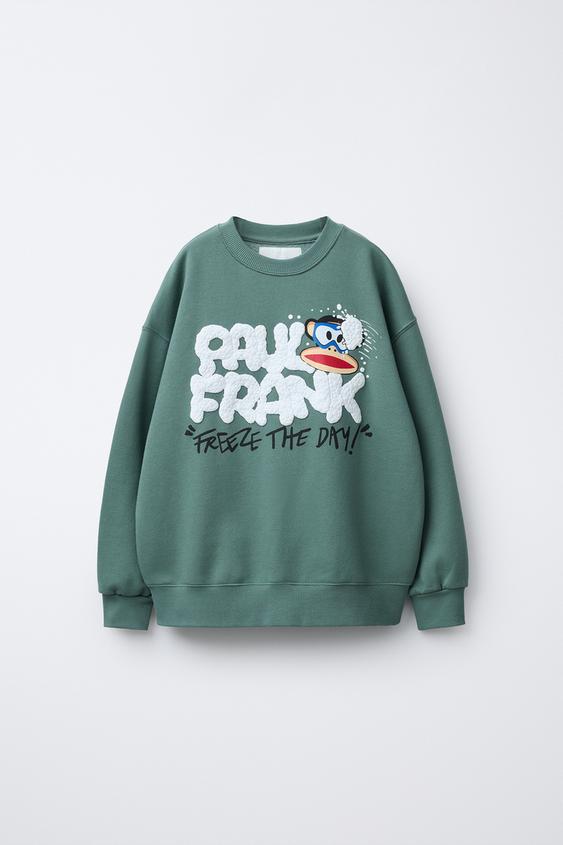 PAUL FRANK ® RAISED SLOGAN SWEATSHIRT - Grey green | ZARA UAE - Dubai ...