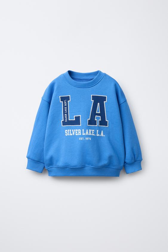 EMBROIDERED SLOGAN SWEATSHIRT - Light blue | ZARA South Africa