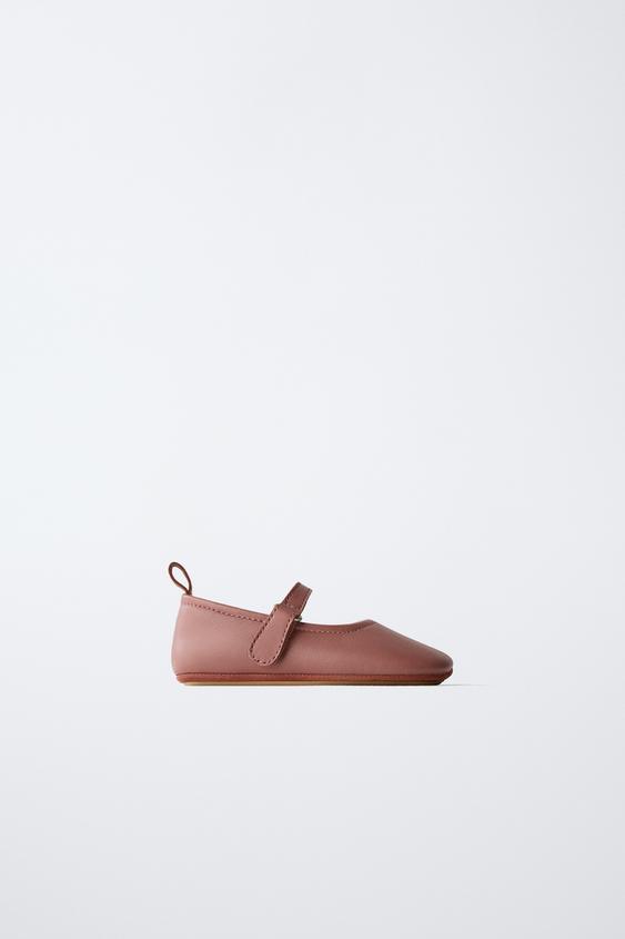 LEATHER BALLET FLATS - Pink | ZARA United States