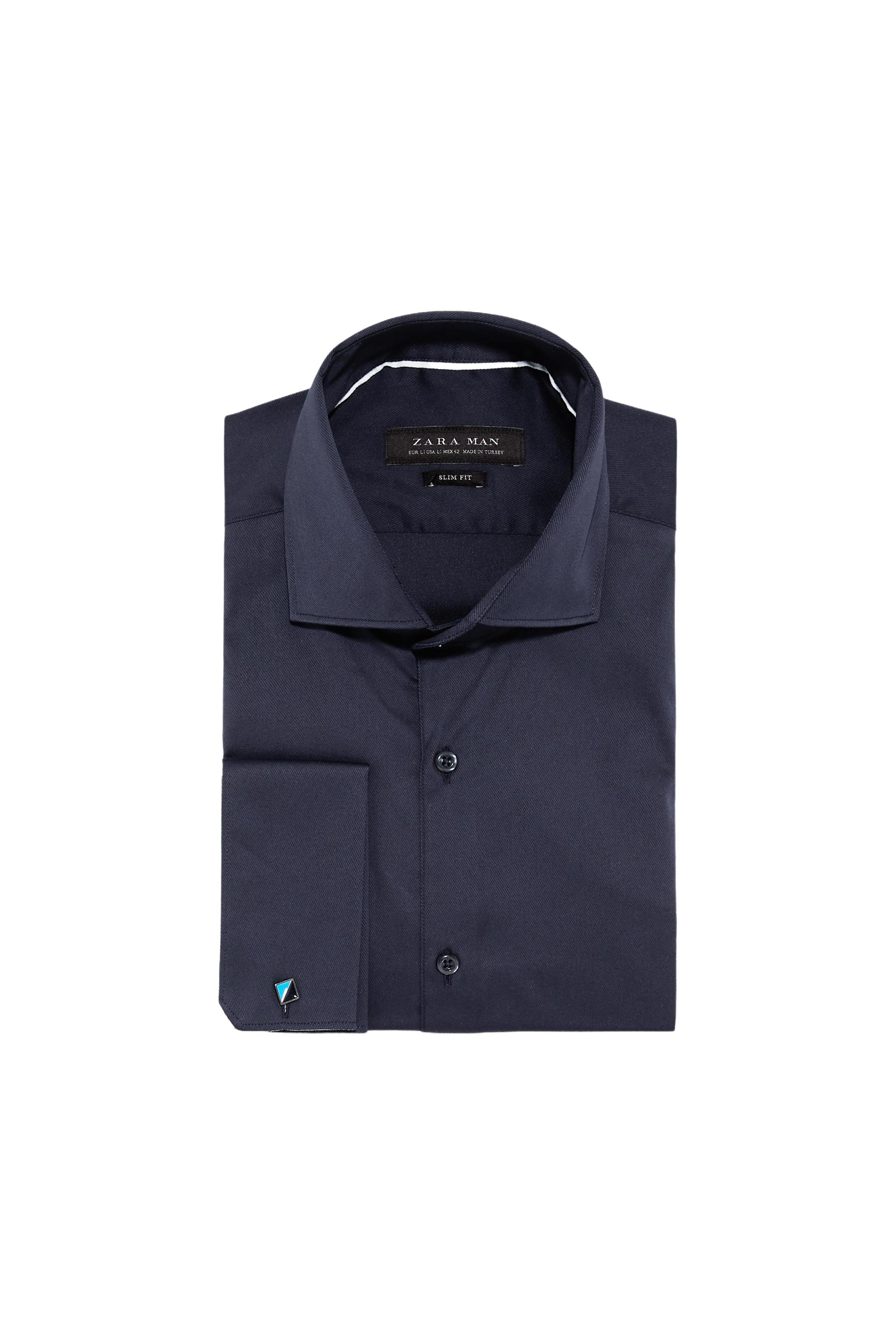 TEXTURED WEAVE SHIRT WITH FRENCH CUFFS SECONDHAND | Zara Preowned