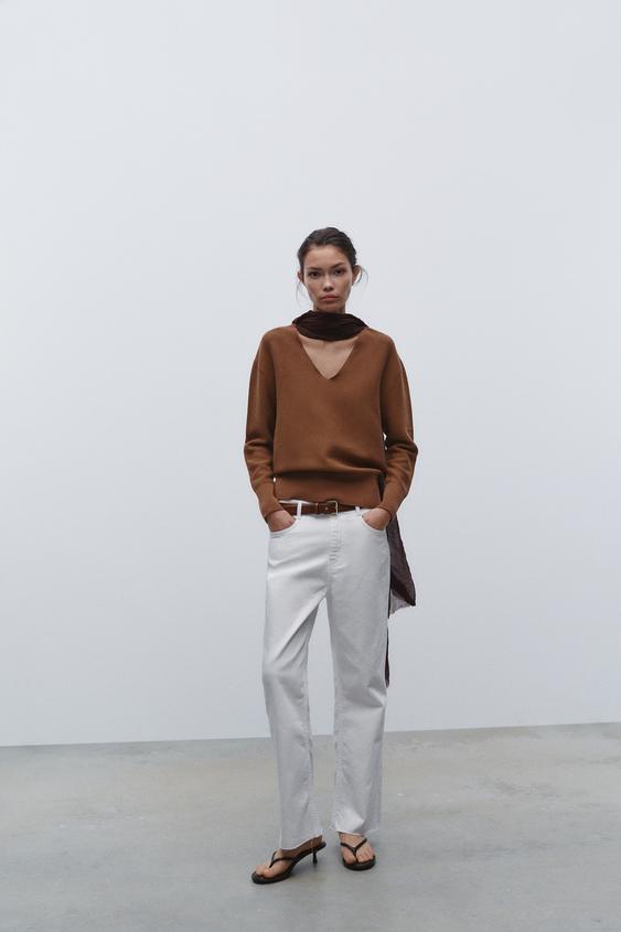 JERSEY PUNTO ESCOTE PICO - teja oscuro | ZARA Estados Unidos de América ...