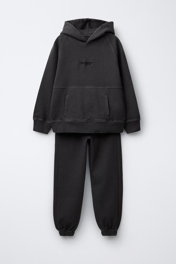 SAMMENVÆVET JOGGINGSWEATSHIRT OG BUKSER - koksgrå | ZARA Danmark