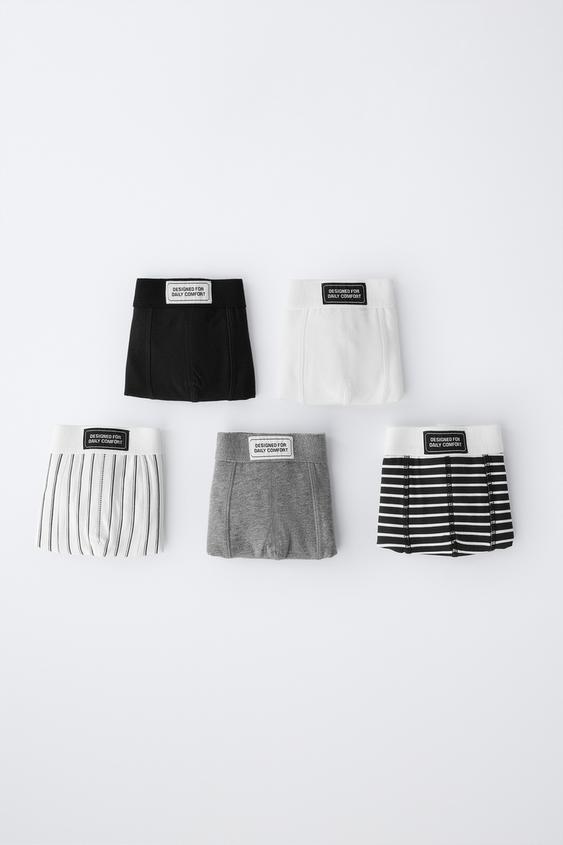 AGES 6-14 / FIVE-PACK OF BOXERS WITH LABEL - Black | ZARA Canada