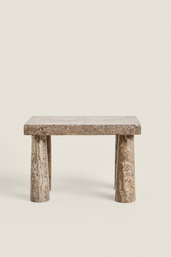 TRAVERTINE MINI SIDE TABLE - Brown | ZARA United States