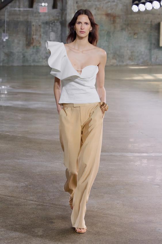 PANTALÓN RECTO ZW COLLECTION - Dorado | ZARA Mexico