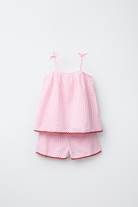 6-14 YEARS/GINGHAM CHECK PYJAMAS - Pink | ZARA United Kingdom