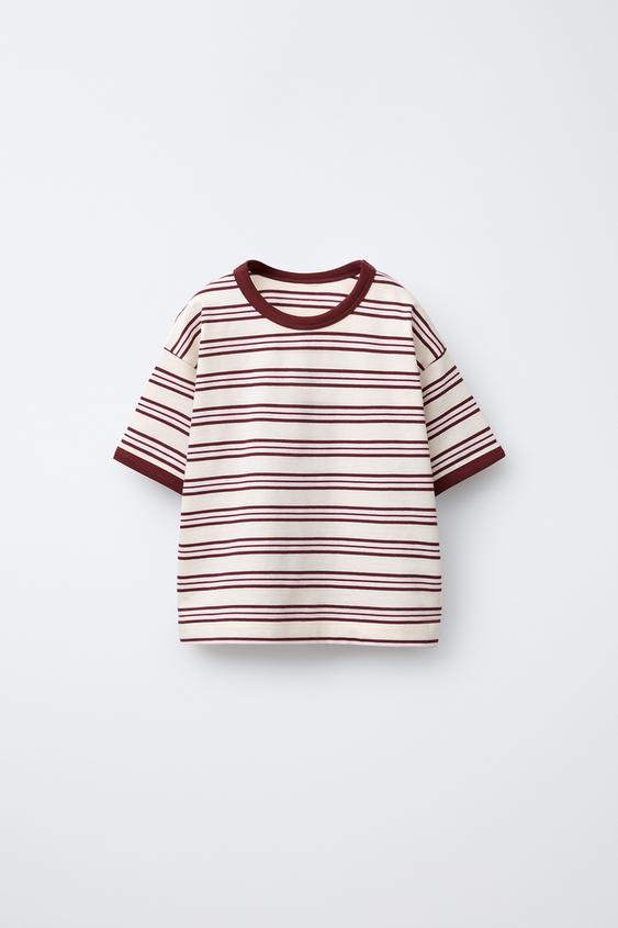 ZARA TIMELESS - PLAYERA RAYAS VIVOS CONTRASTE - Crudo / Granate | ZARA ...