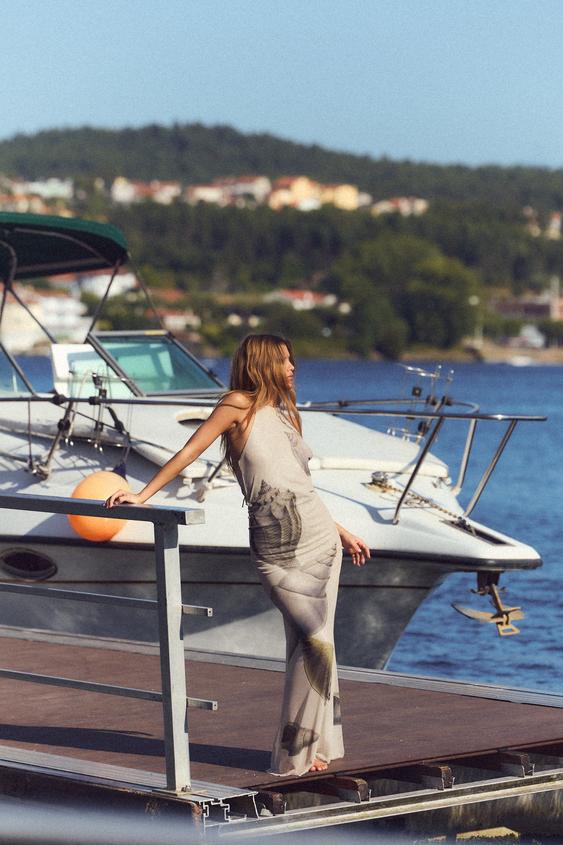 SHELL PRINT TULLE DRESS - Printed | ZARA Saudi Arabia