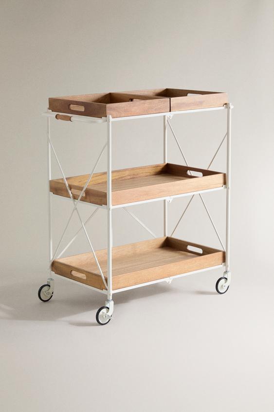 DESSERTE PLIABLE MÉTAL ET BOIS - Beige clair | ZARA Canada