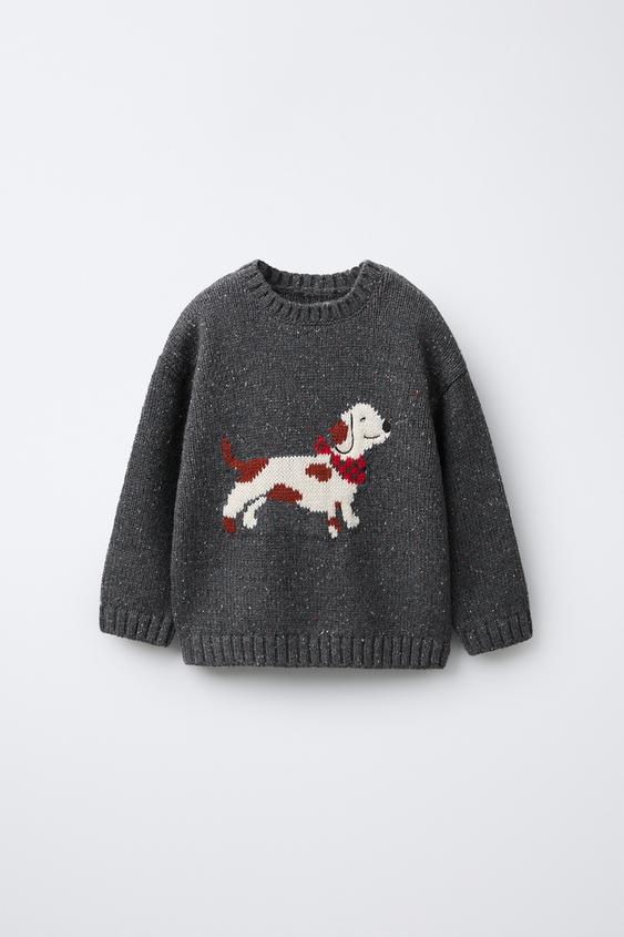 SUÉTER PUNTO PERRITO SALCHICHA JACQUARD - Gris antracita | ZARA Mexico