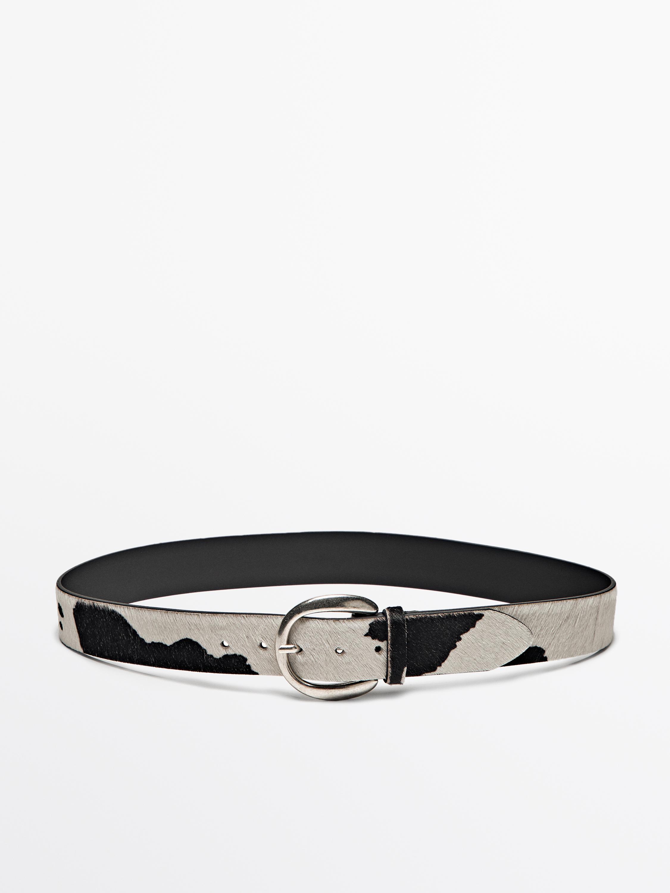 Animal print hair-on leather belt - White | ZARA Canada Animal print hair-on leather belt - White | ZARA Canada