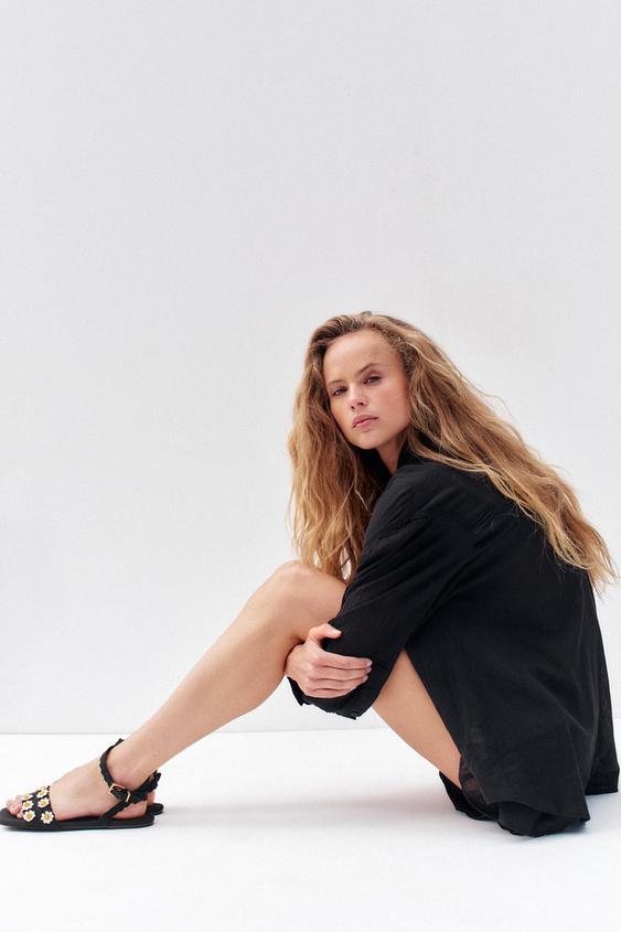 ΠΕΔΙΛΟ ΚΡΟΣΕ ΜΕ ΛΟΥΛΟΥΔΙΑ Μαύρο Zara Greece Ελλαδα