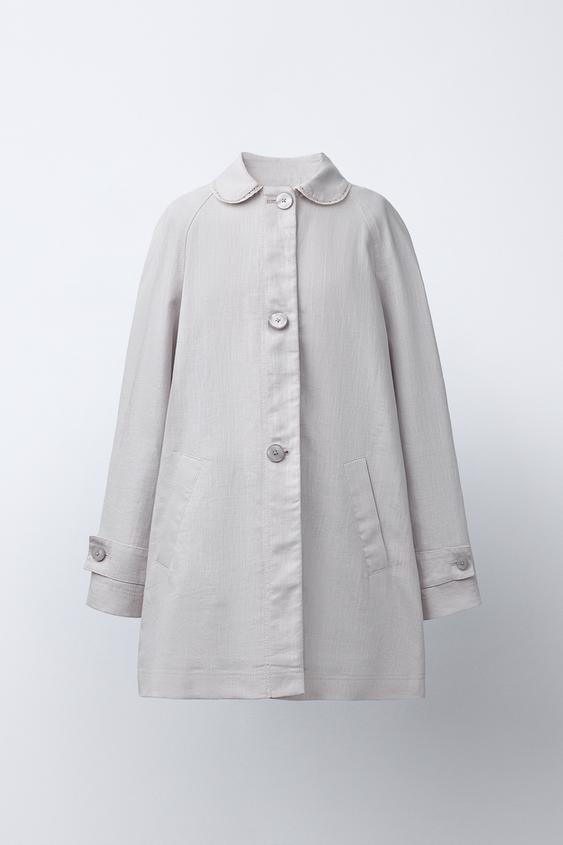 MANTEAU UNI AVEC LIN ET COTON - Gris perle | ZARA Belgique / Belgium