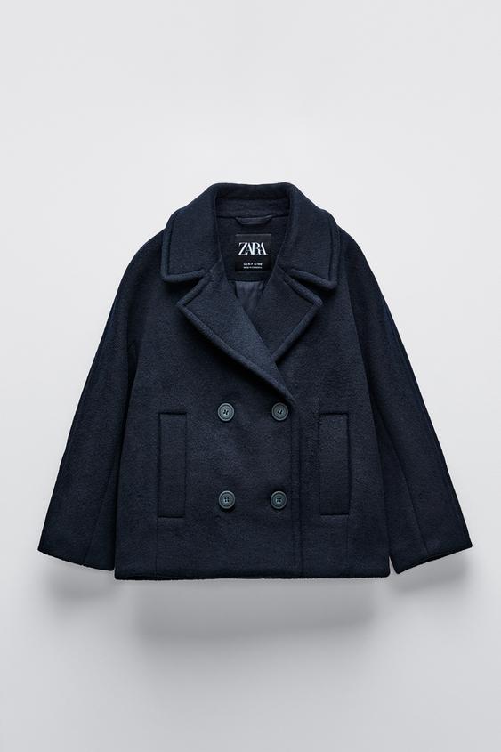 SHORT BUTTONED COAT - Navy blue | ZARA Australia