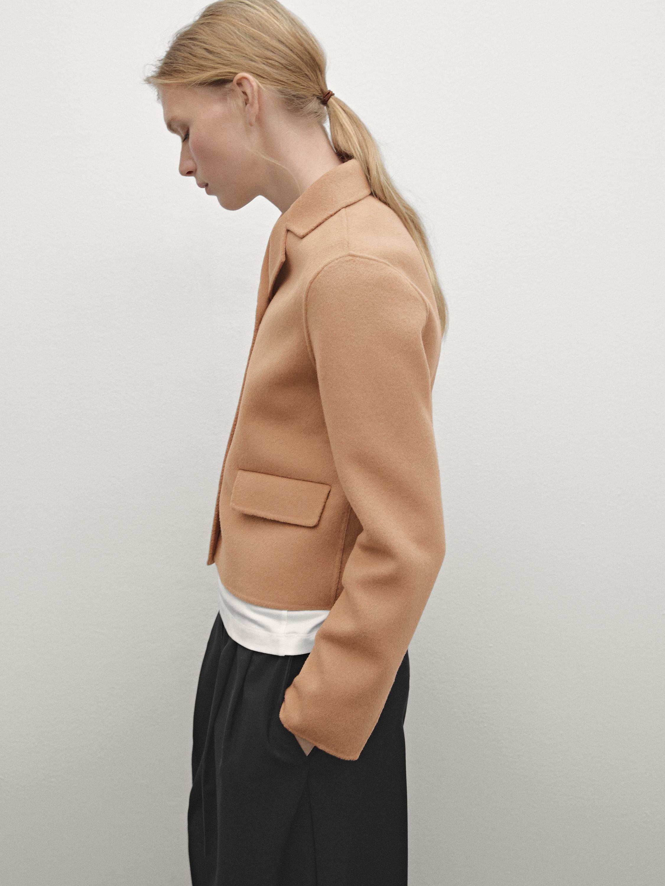 Short wool blend jacket - Dark mink | ZARA United States Short wool blend jacket - Dark mink | ZARA United States