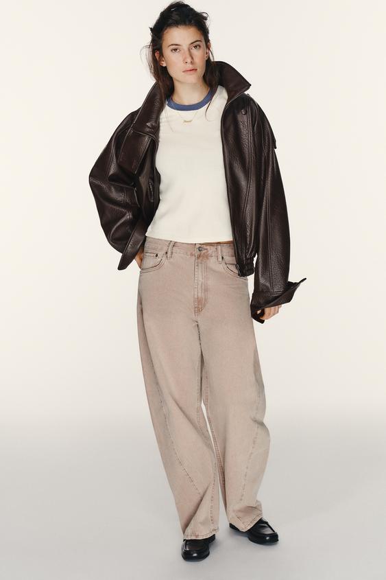 TRF MID-RISE BAGGY BALLOON JEANS - Faded pink | ZARA Canada