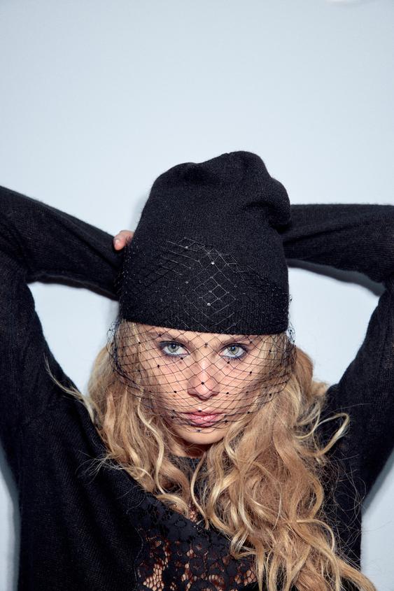 SPARKLY FISHNET BEANIE - Black | ZARA Thailand