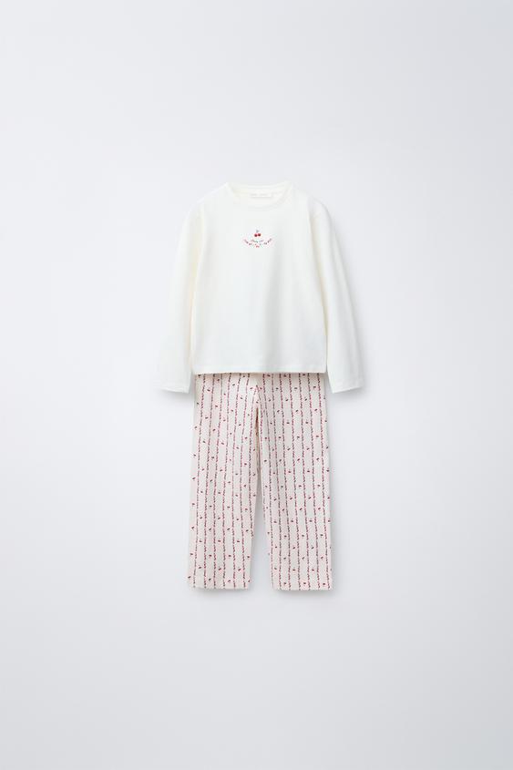 2-6 ANS/ PYJAMA TEXTURE CERISES - Écru | ZARA France