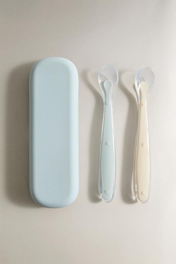 SET OF 2 KIDS' SILICONE SPOONS - Blue | ZARA Mexico