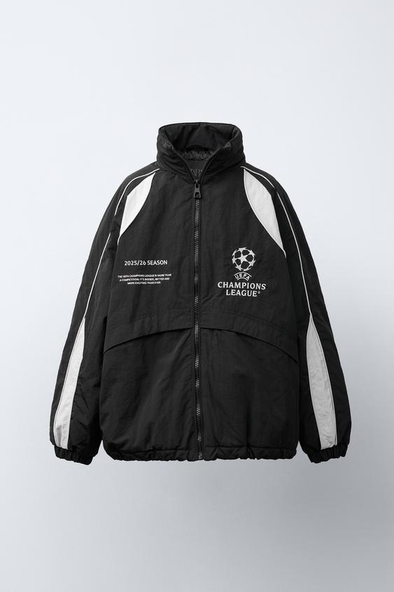 UEFA CHAMPIONS LEAGUE ® WATER-REPELLENT HOODED JACKET - Black | ZARA ...