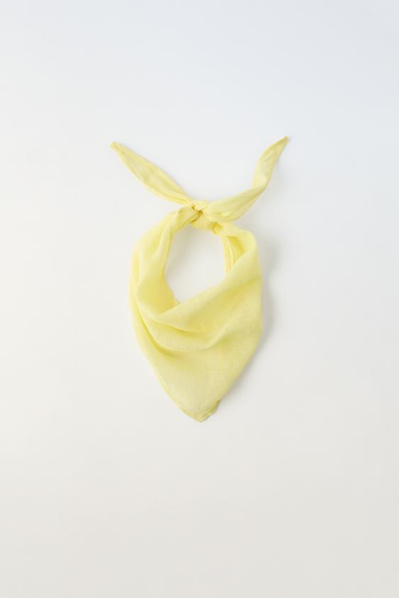 TRUE NEUTRALS PLAIN LINEN NECKERCHIEF - Yellow | ZARA UAE - Dubai ...