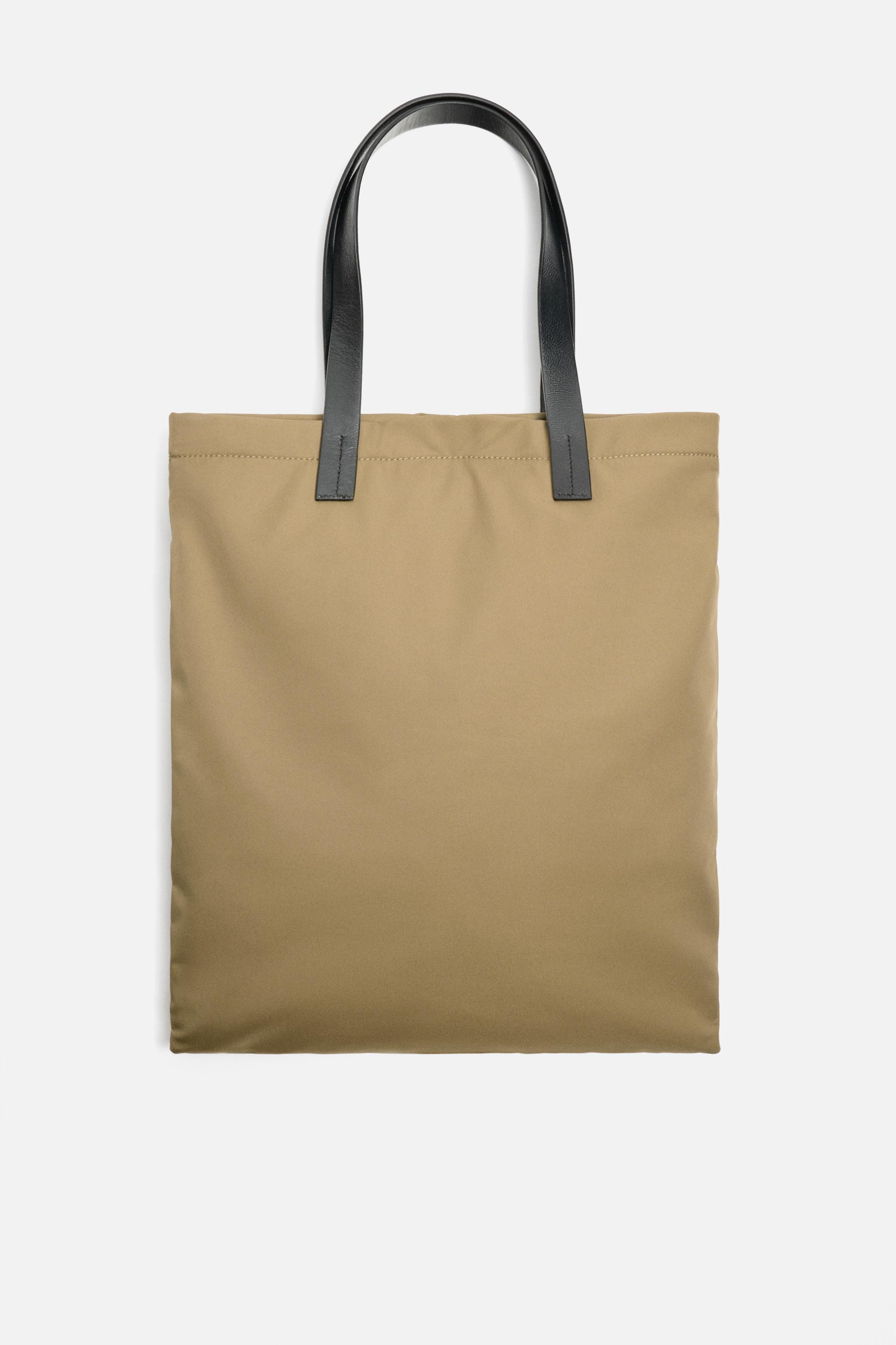 ファブリック&レザー shopper バッグ - サンドブラウン | ZARA ファブリック&レザー shopper バッグ - サンドブラウン | ZARA