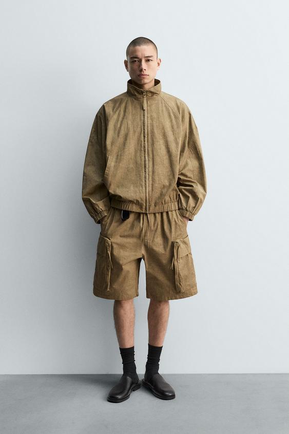 OVERDYED RELAXED FIT JACKET - Beige | ZARA Australia