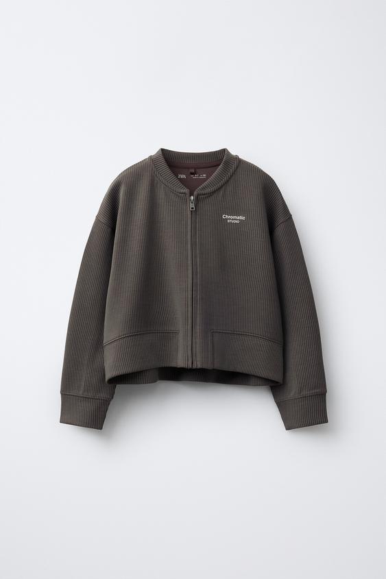 RIBBED BOMBER JACKET WITH MODAL - Chocolate | ZARA Thailand