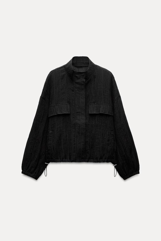 SEMI-SHEER CREASED-EFFECT JACKET - Black | ZARA Cambodia