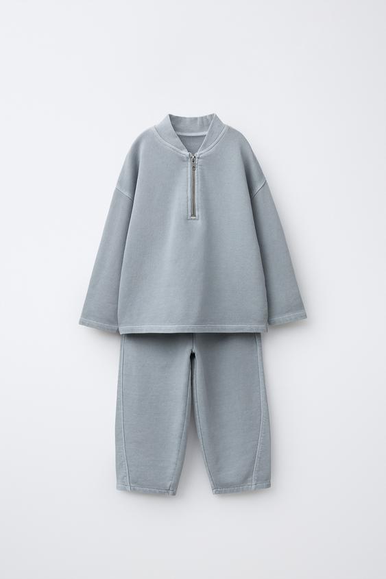 JOGGINGPAK SWEATSHIRT EN EFFEN BROEK - Grijs / Geelbruin | ZARA ...
