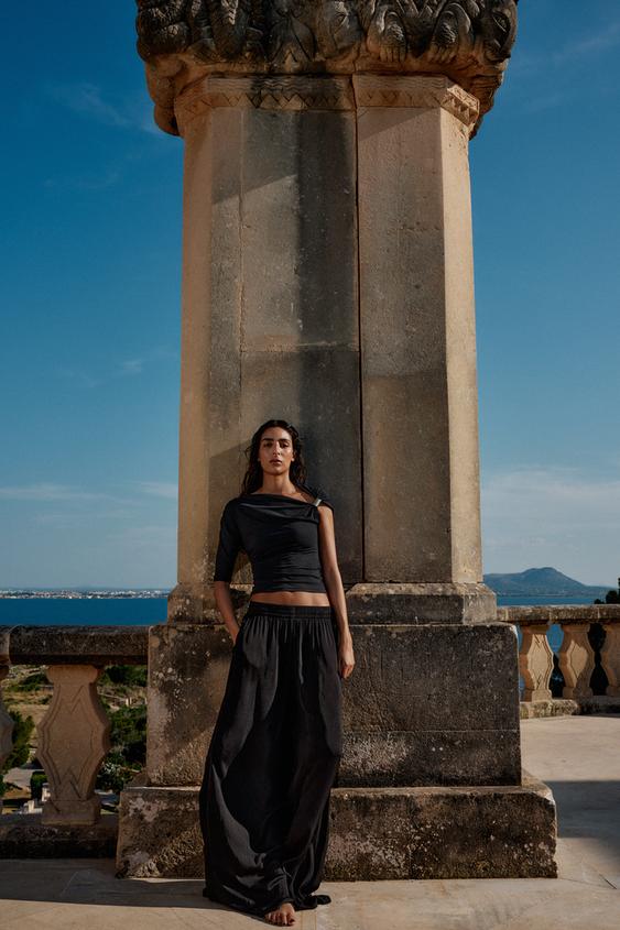 ASYMMETRIC POLYAMIDE TOP - Black | ZARA United Kingdom