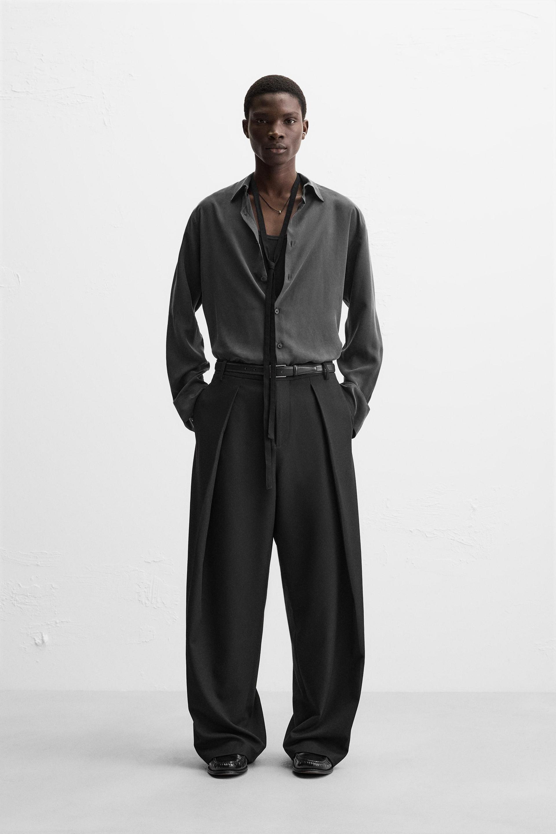 100% SILK SHIRT - Grey | ZARA Ireland