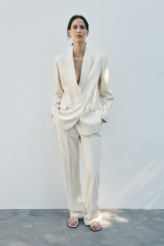 ZW COLLECTION DOUBLE-BREASTED BLAZER - Ecru | ZARA Ireland