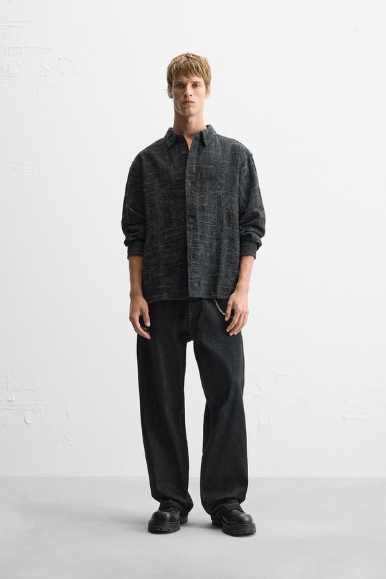 OVERDYED JACQUARD SHIRT - Black | ZARA Australia