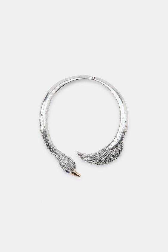 SWAN JEWEL CHOKER NECKLACE - Silver | ZARA Australia