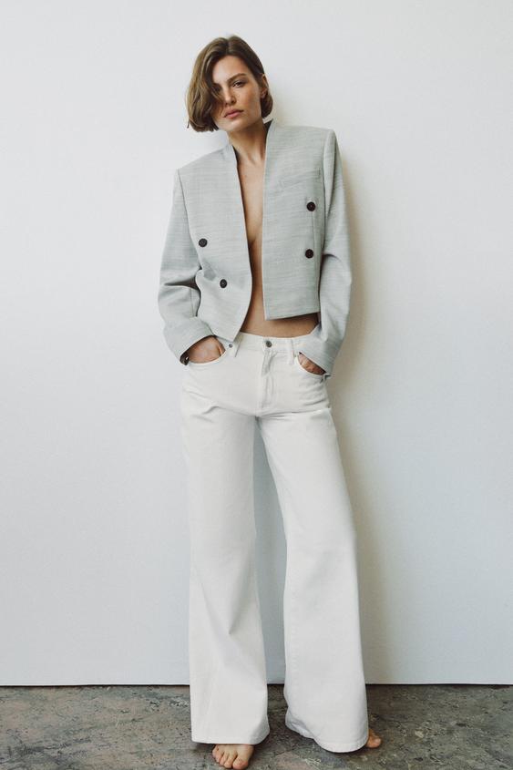 ZW COLLECTION LOW-RISE WIDE-LEG JEANS - White | ZARA Ireland