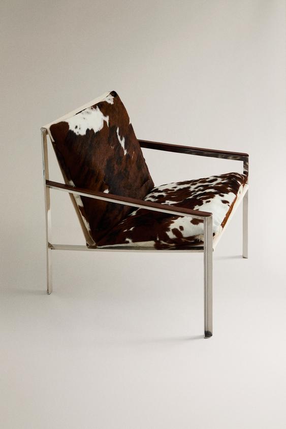 LEATHER ACCENT CHAIR - Beigebrun | ZARA Norge / Norway