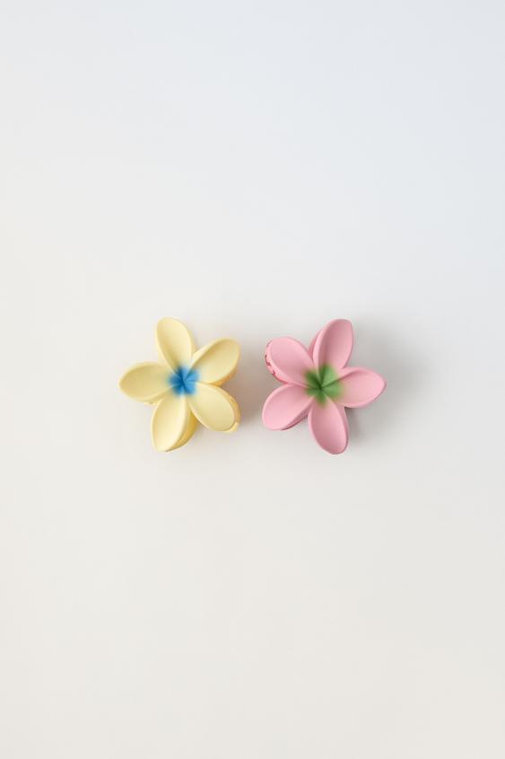 PACK OF TWO FLORAL HAIR CLIPS - Pink | ZARA New Zealand