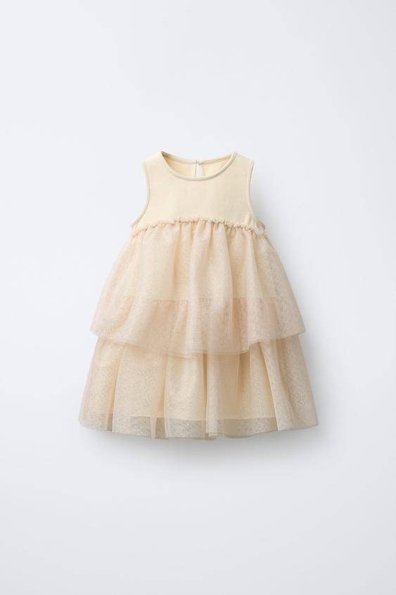 CONTRAST TULLE DRESS WITH SHINY DETAILS - Cava | ZARA Australia
