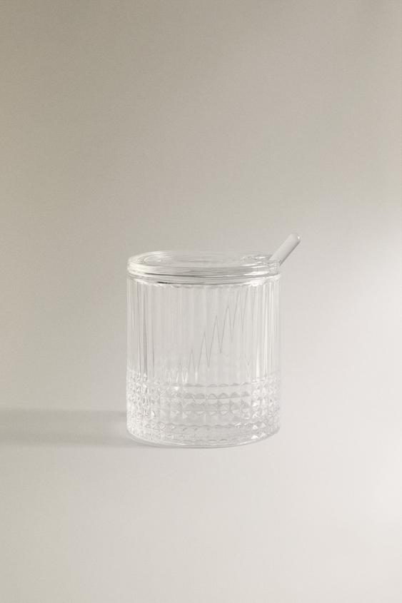 GLASS SUGAR BOWL WITH RAISED GEOMETRIC DESIGN - 透明 | ZARA Hong Kong SAR ...